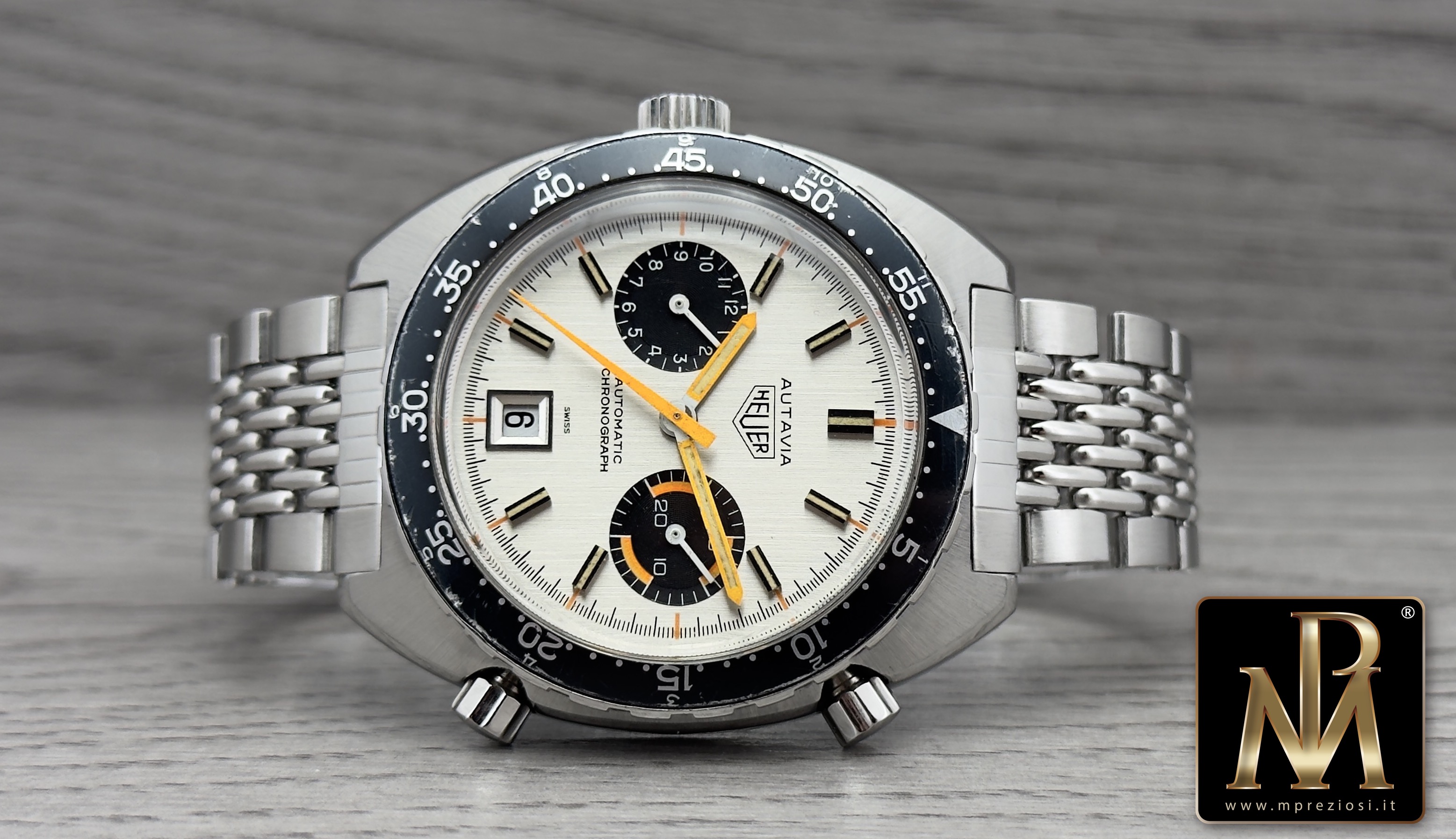 Heuer Autavia 1163 silver Orange Boy: Finali HLF e bracciale Gay Frères